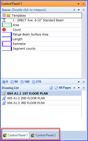 Stacking Control Panels after updating from Dimension Version 5.05 to 5.06 - eTakeoff